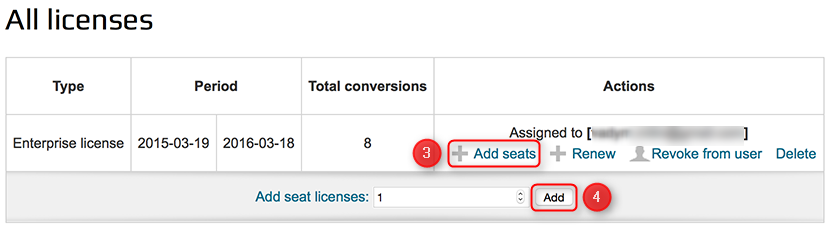 How to add seats/users to the license?